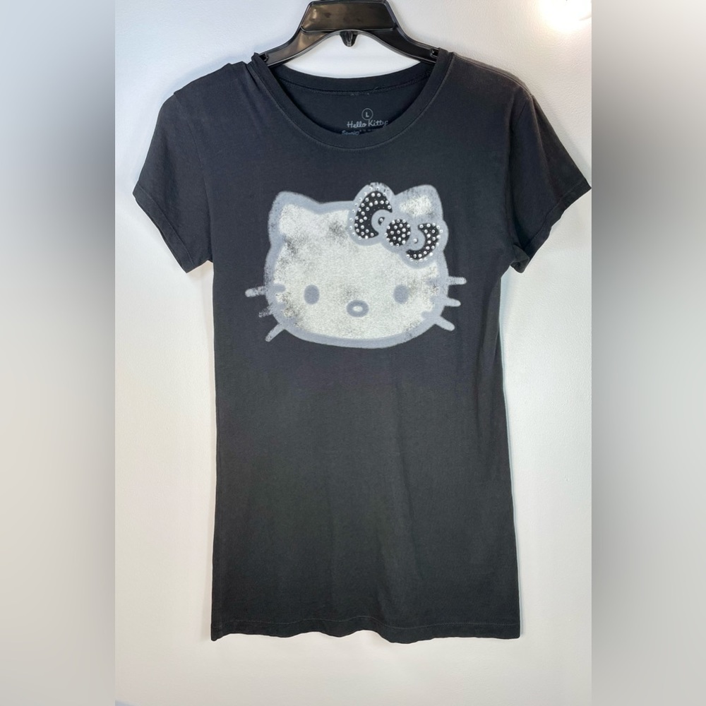 Rare Rhinestone Hello Kitty Black Tee | Large - Gem